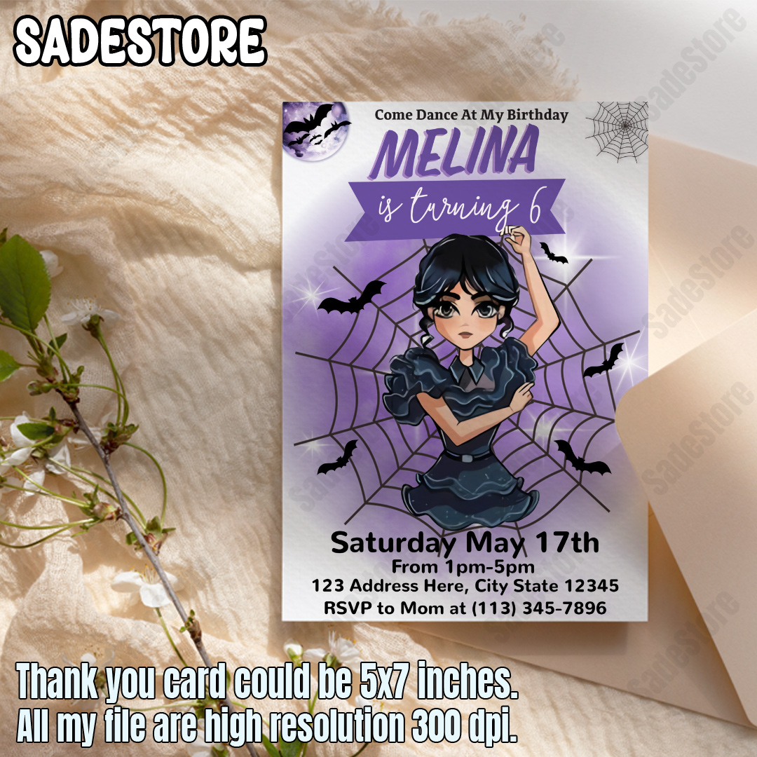 Wednesday Invitation, Wednesday Addams Birthday Party Invita - Inspire ...