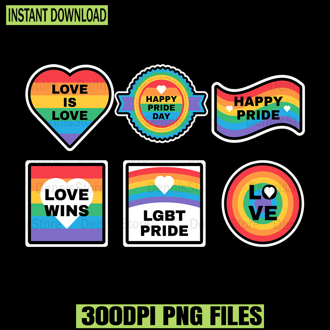 Pride Day Rainbow Stickers Set Png,Pride Png,LGBT Png,Lesbia - Inspire ...
