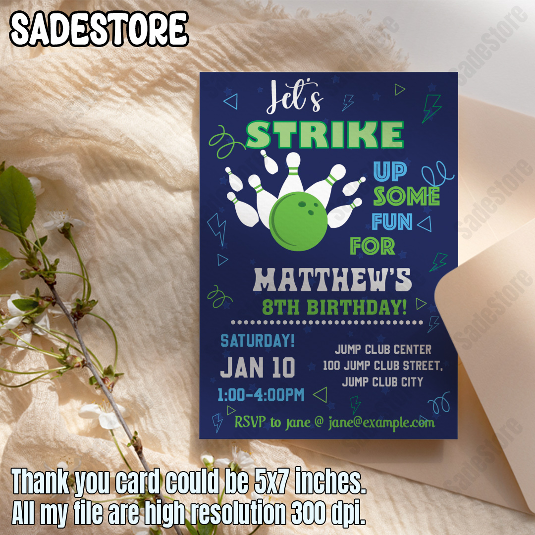 Bowling Neon Invitation, Bowling Neon Invitation, Boys Bowli - Inspire ...