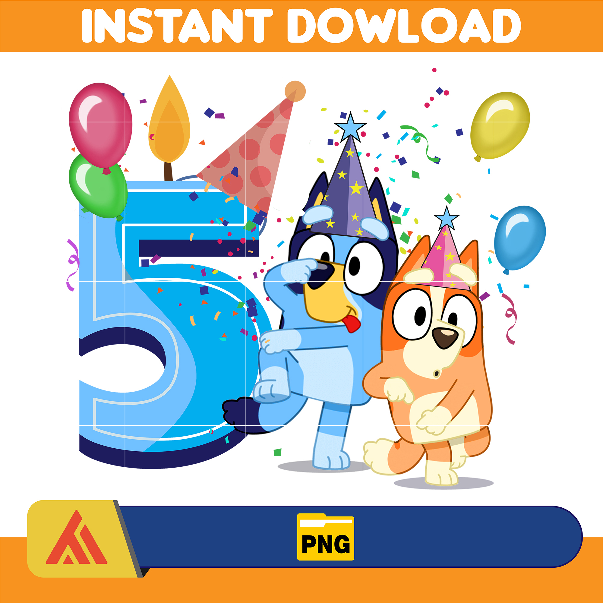 Bluey Birthday 5 Years Old PNG Download, Bluey & Bingo Birth | Inspire ...