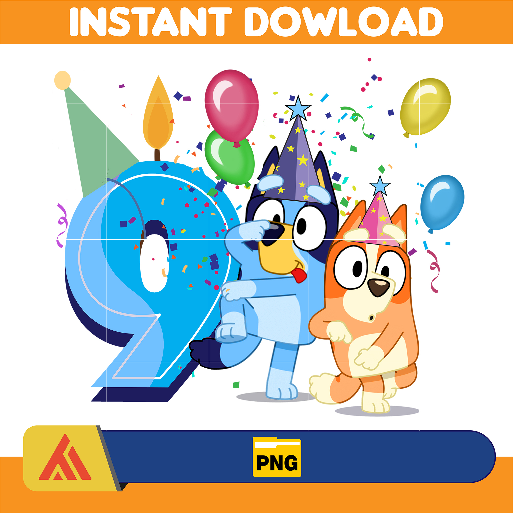 Bluey Birthday 9 Years Old PNG Download, Bluey & Bingo Birth - Inspire Uplift