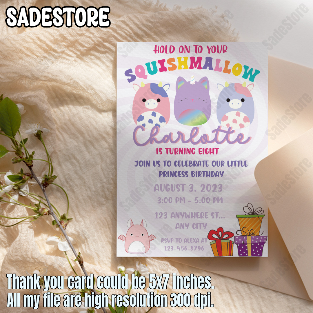 Squishmallow Birthday Invitation, Squishy Invitation,Customi | Inspire ...