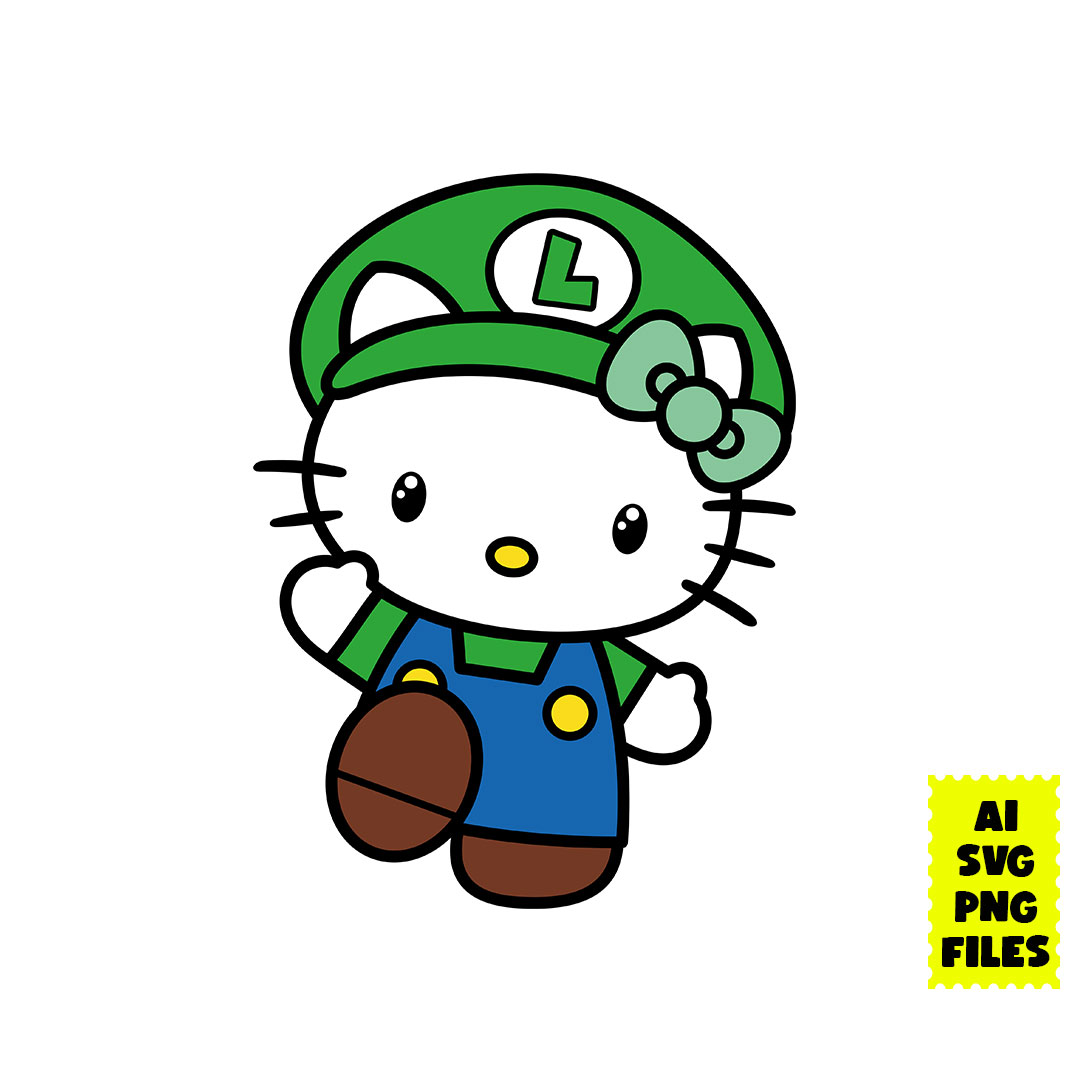 Luigi Hello Kitty Svg, Luigi Svg, Super Mario Svg, Hello Kit | Inspire ...