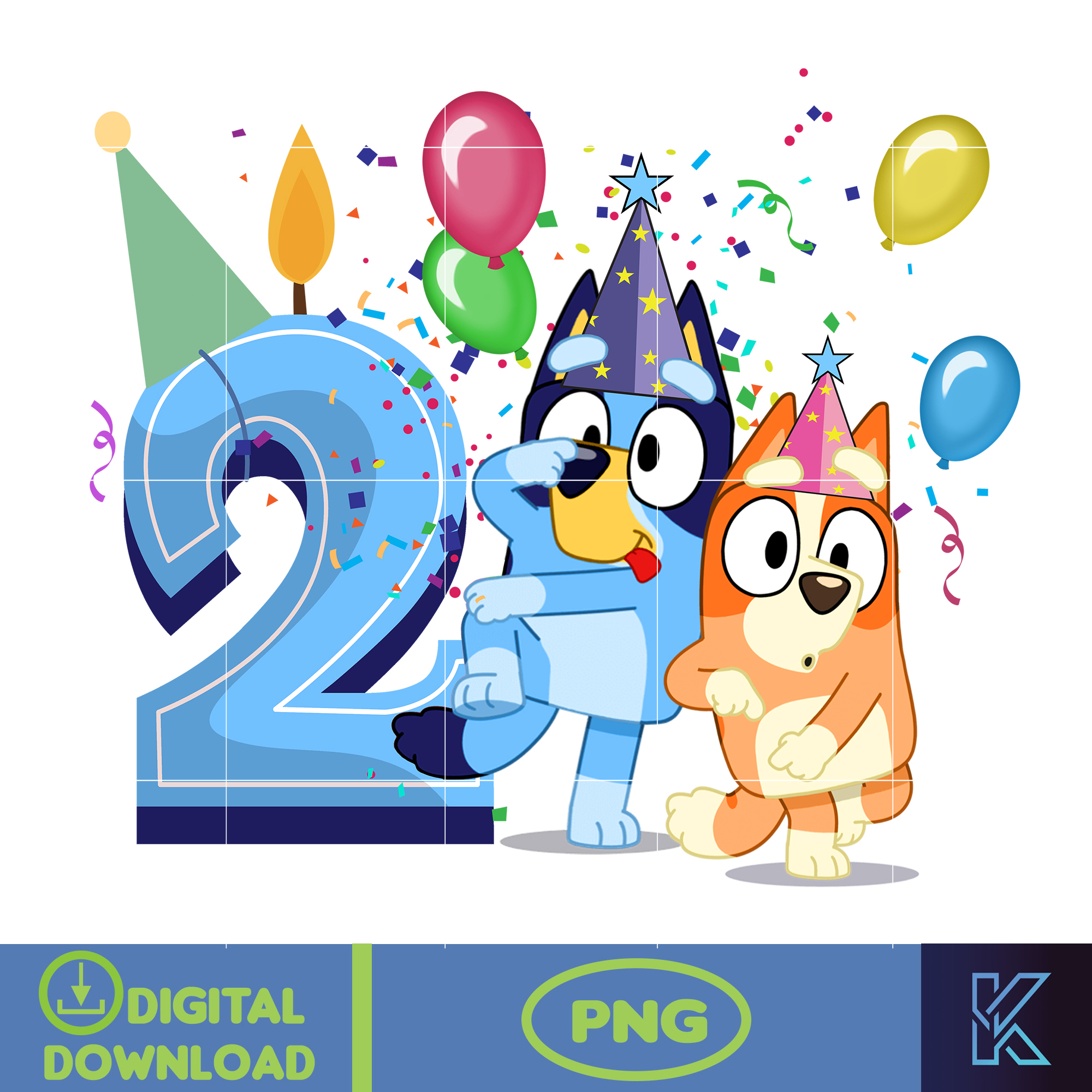 Bluey Birthday 2 Years Old PNG Download, Bluey & Bingo Birth | Inspire ...