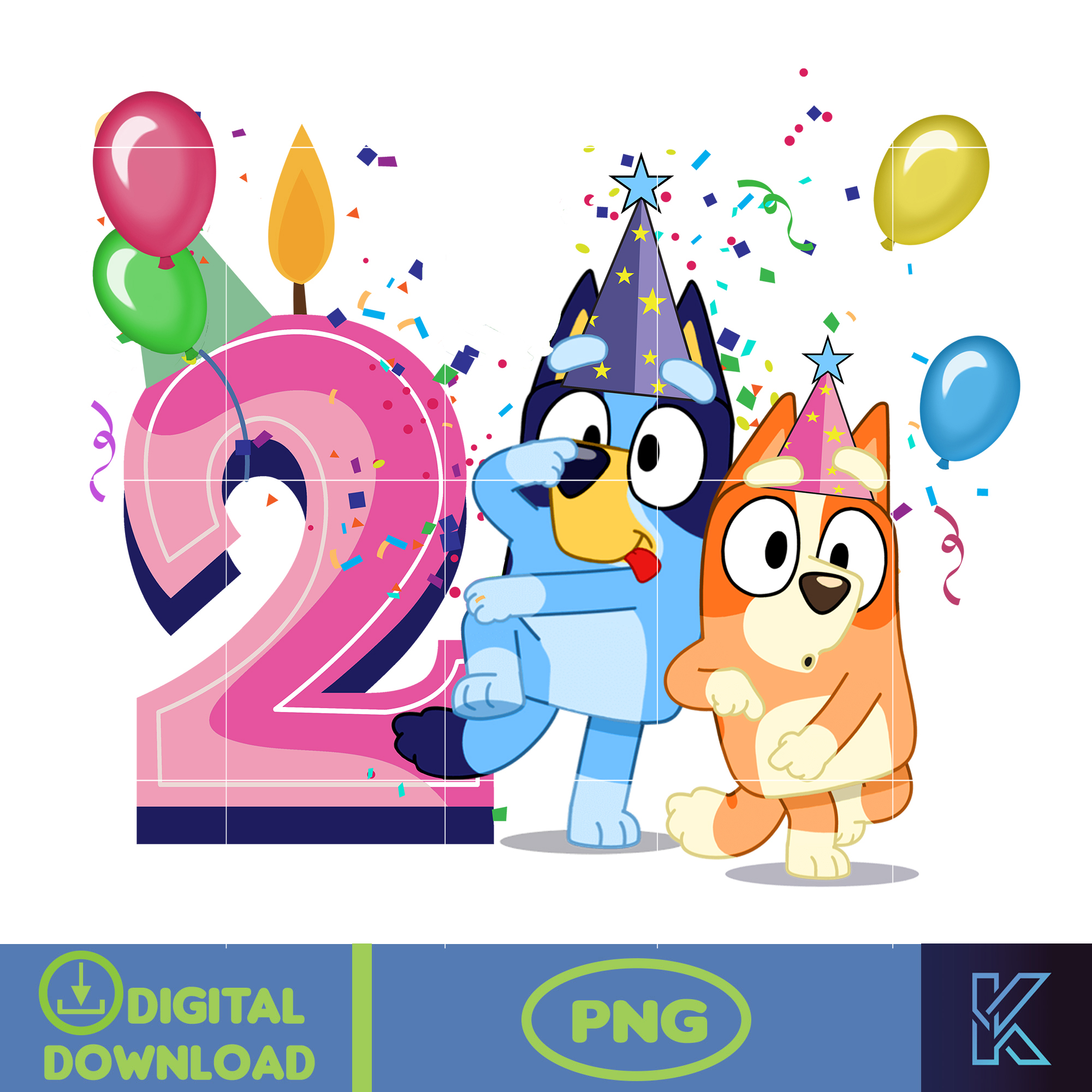 Bluey Birthday 2 Years Old PNG Download, Bluey & Bingo Birth | Inspire ...