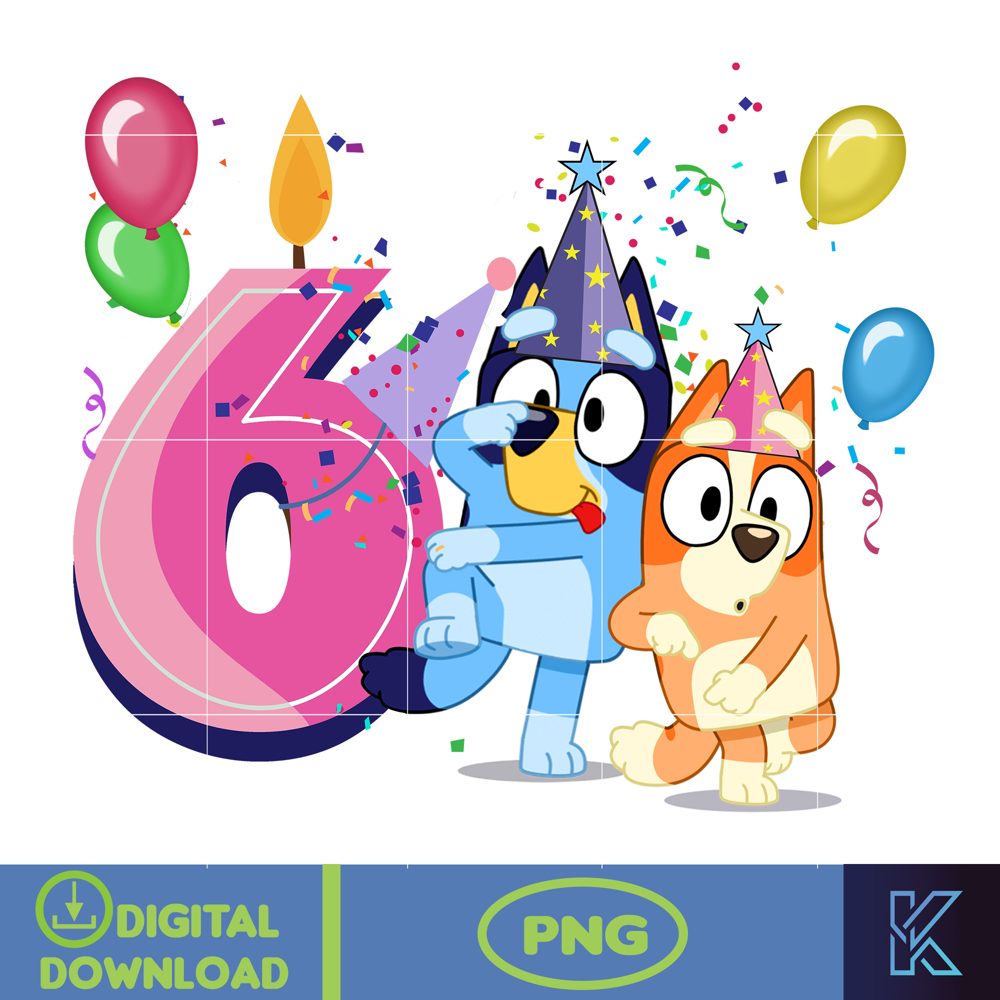 Bluey Birthday 6 Years Old PNG Download, Bluey & Bingo Birth | Inspire ...