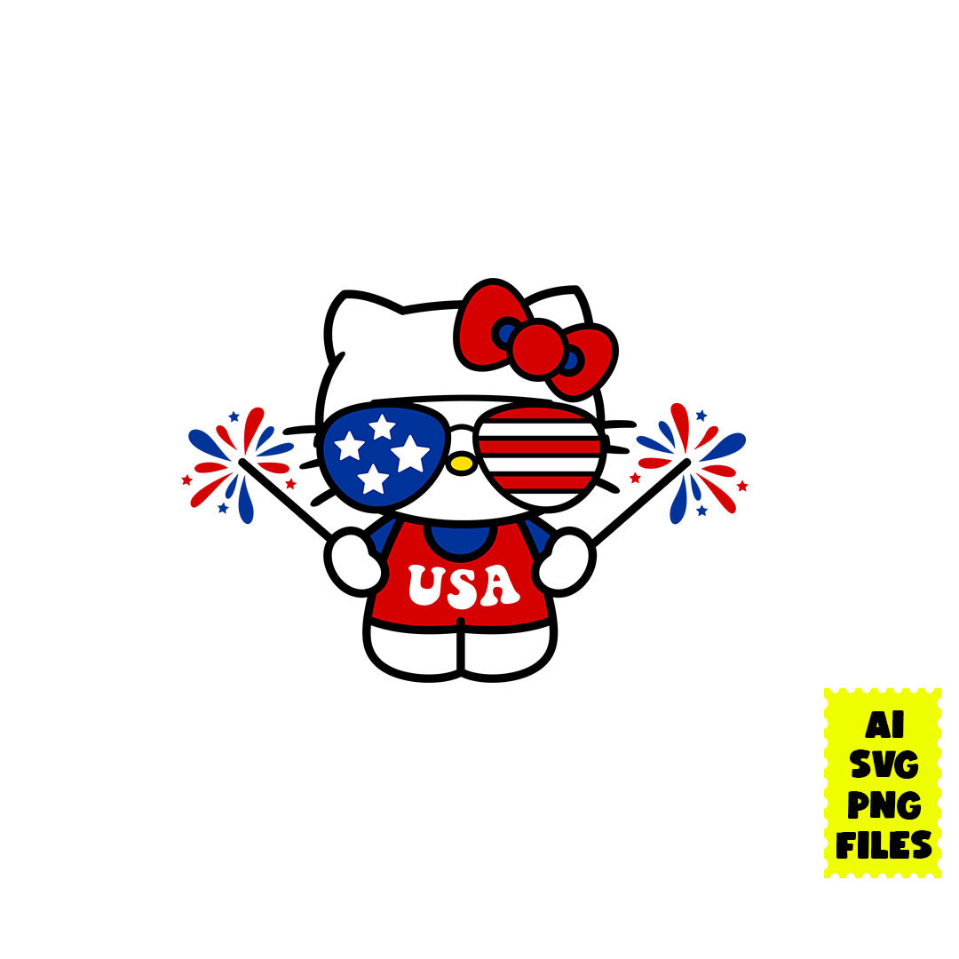 Patriotic Hello Kitty Svg, Hello Kitty Svg, Kawaii Kitty Svg - Inspire ...