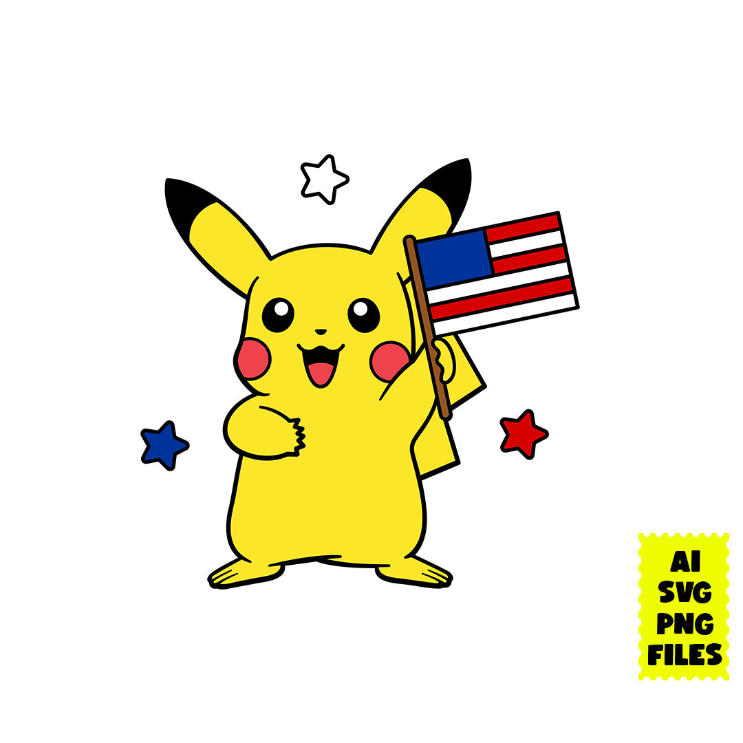 Patriotic Pikachu Svg, Pikachu Svg, Pokemon Svg, Flag Usa Sv | Inspire ...