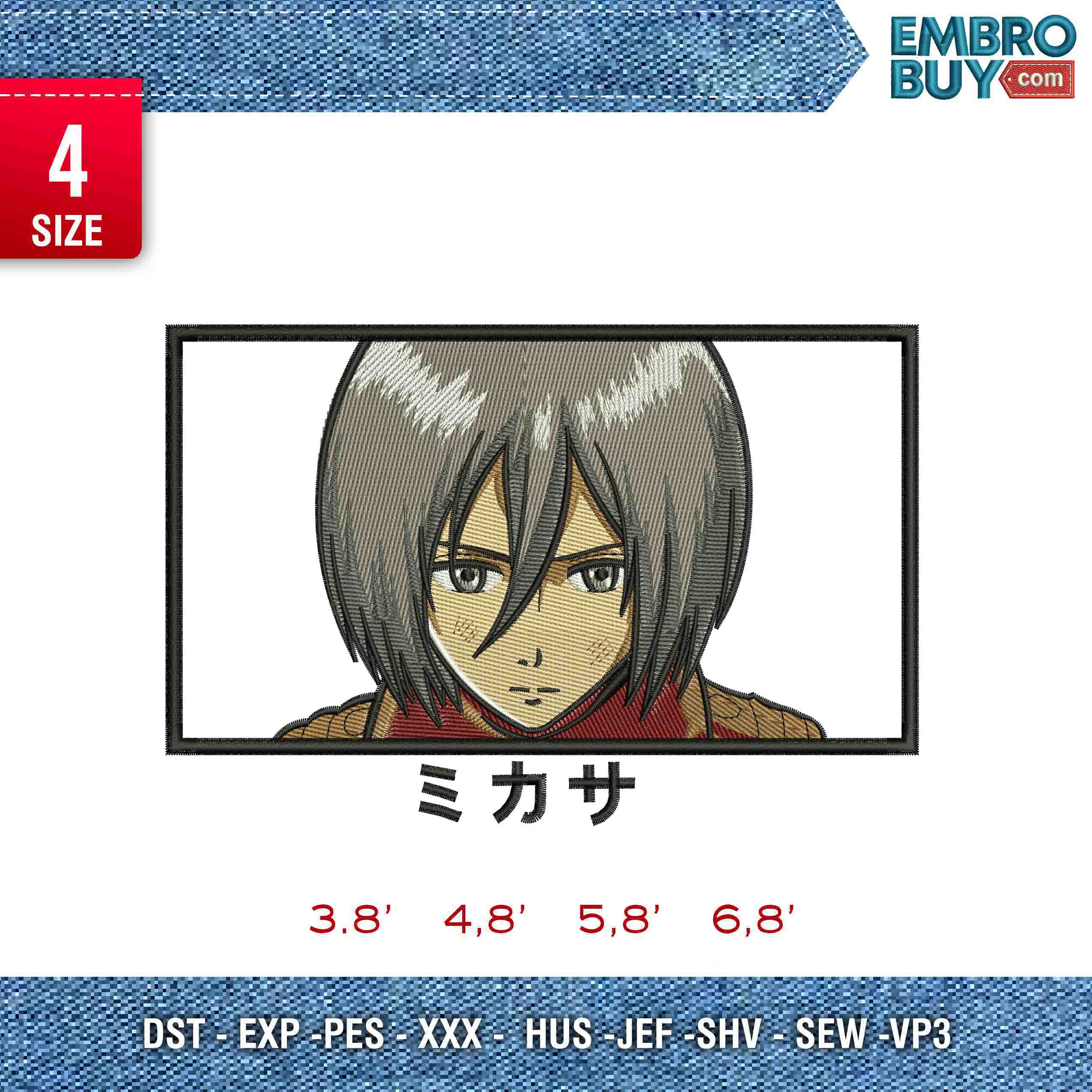 Mikasa Rectangle / Anime Embroidery Design / Anime Design / | Inspire ...