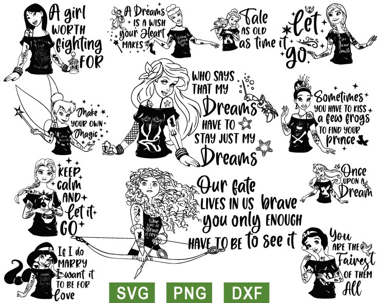 Disney Princess Punk svg, Punk svg, Birthday Princess svg, F - Inspire ...
