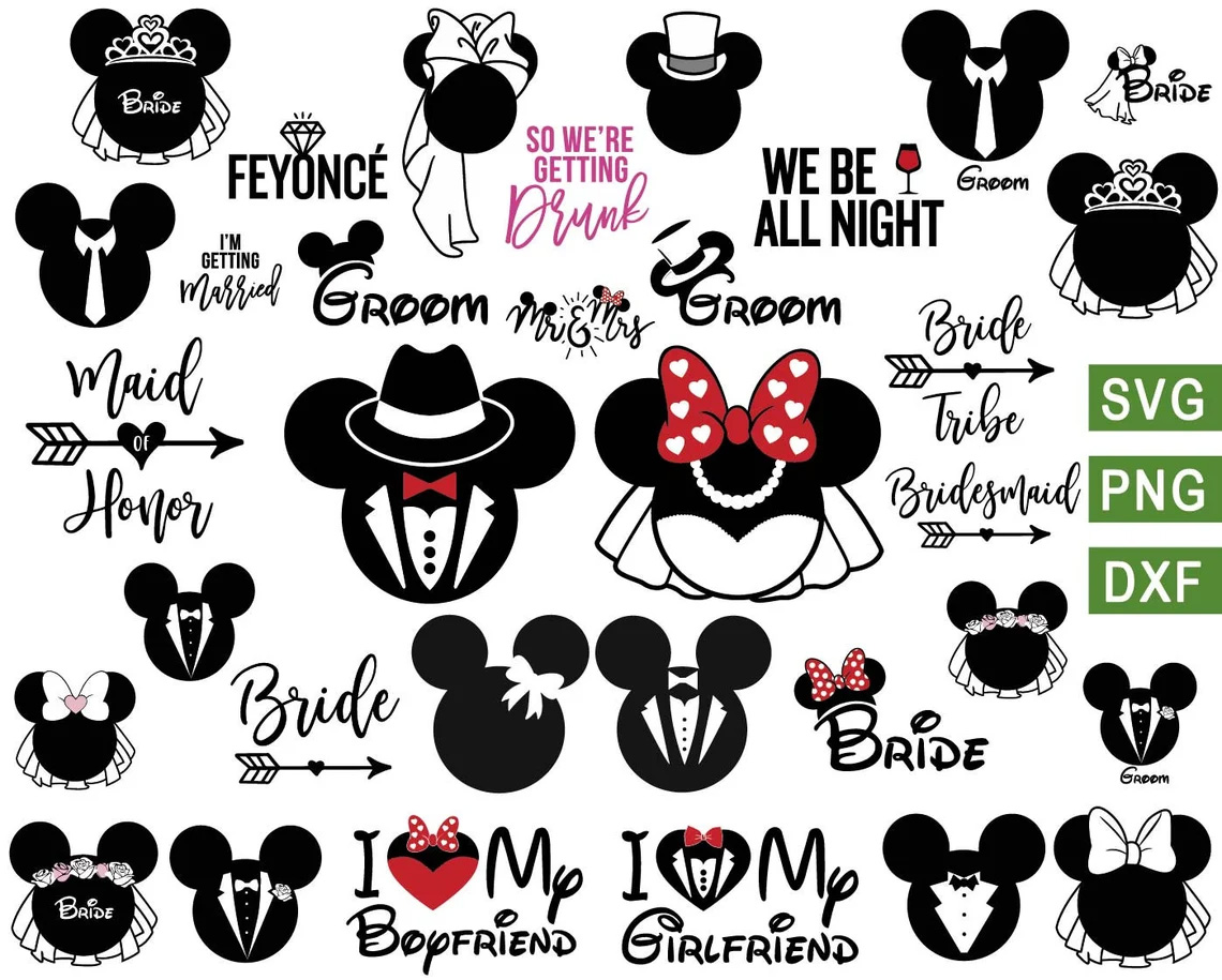 Minnie Bride Wedding svg, Disney Family Vacation Clipart, Br - Inspire ...
