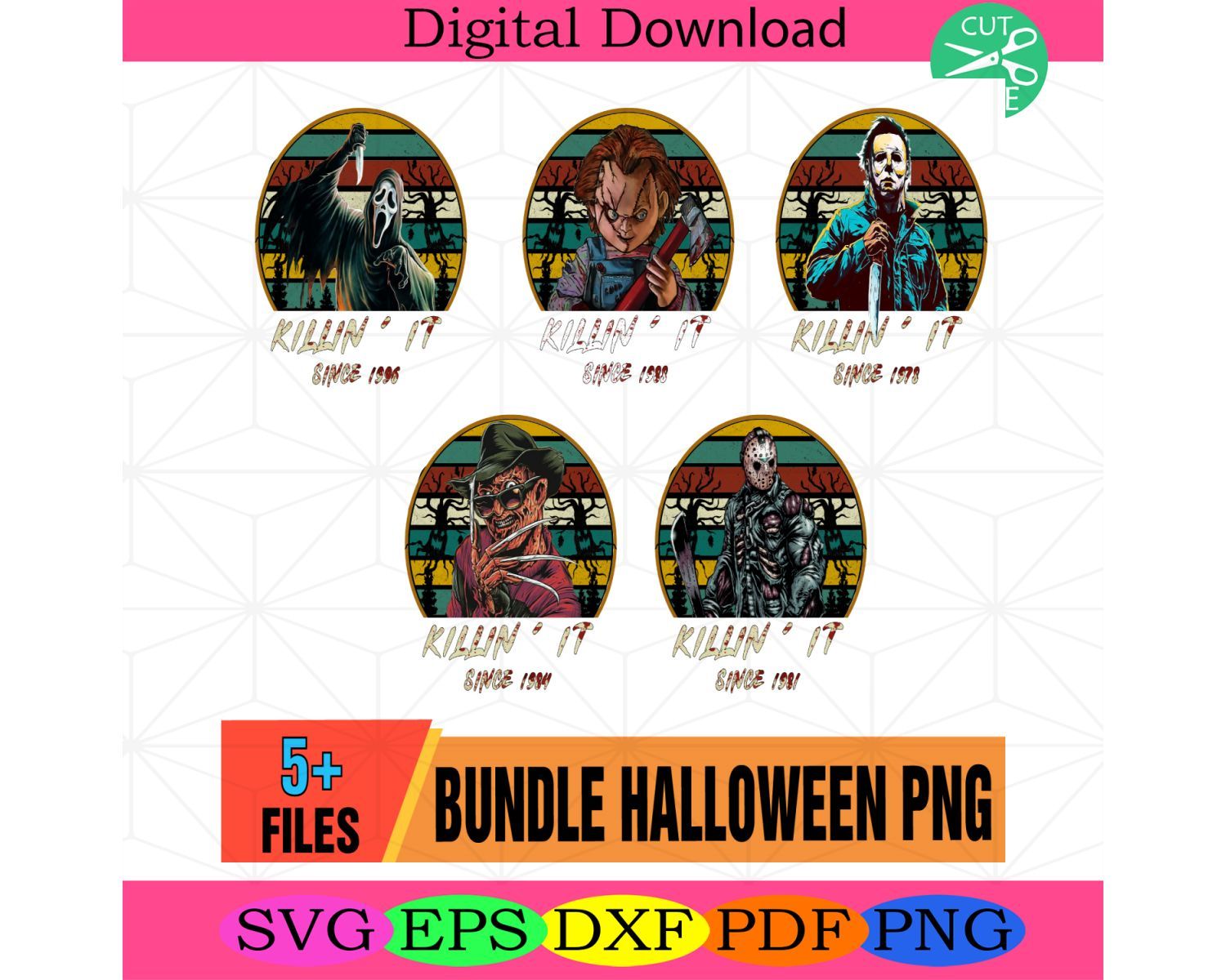 Killin It Since 19 Halloween Slasher Sublimation Png, Horror | Inspire ...