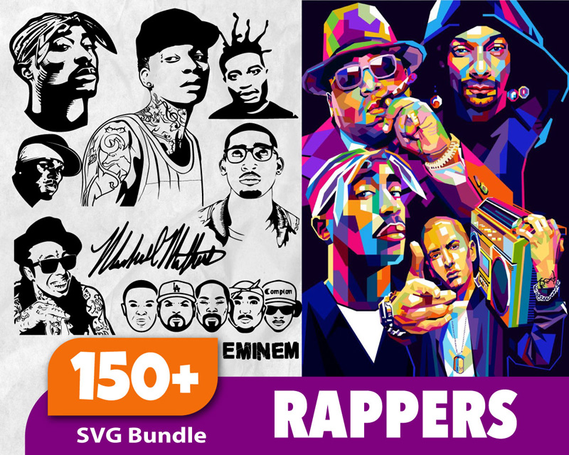 150 Male Rapper Bundle, Trending Svg, Rapper Bundle Svg | Inspire Uplift