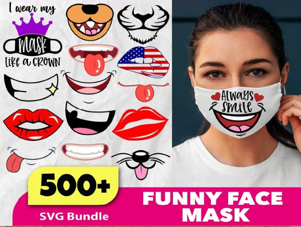 500 Files Funny Face Mask Svg Bundle, Mask Printable | Inspire Uplift