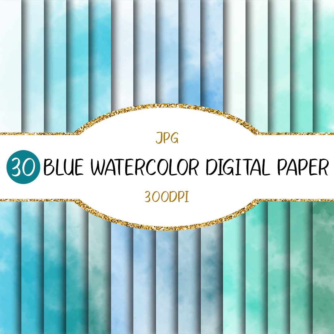 Blue Watercolor Digital Paper | Background | Inspire Uplift