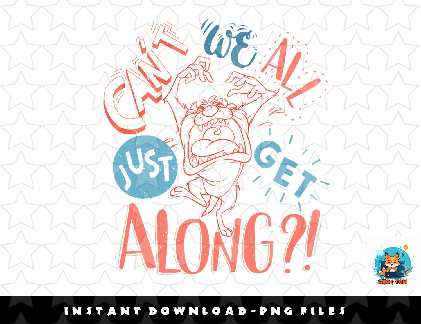 Looney Tunes Taz Cant We All Get Along png, sublimation, dig | Inspire ...