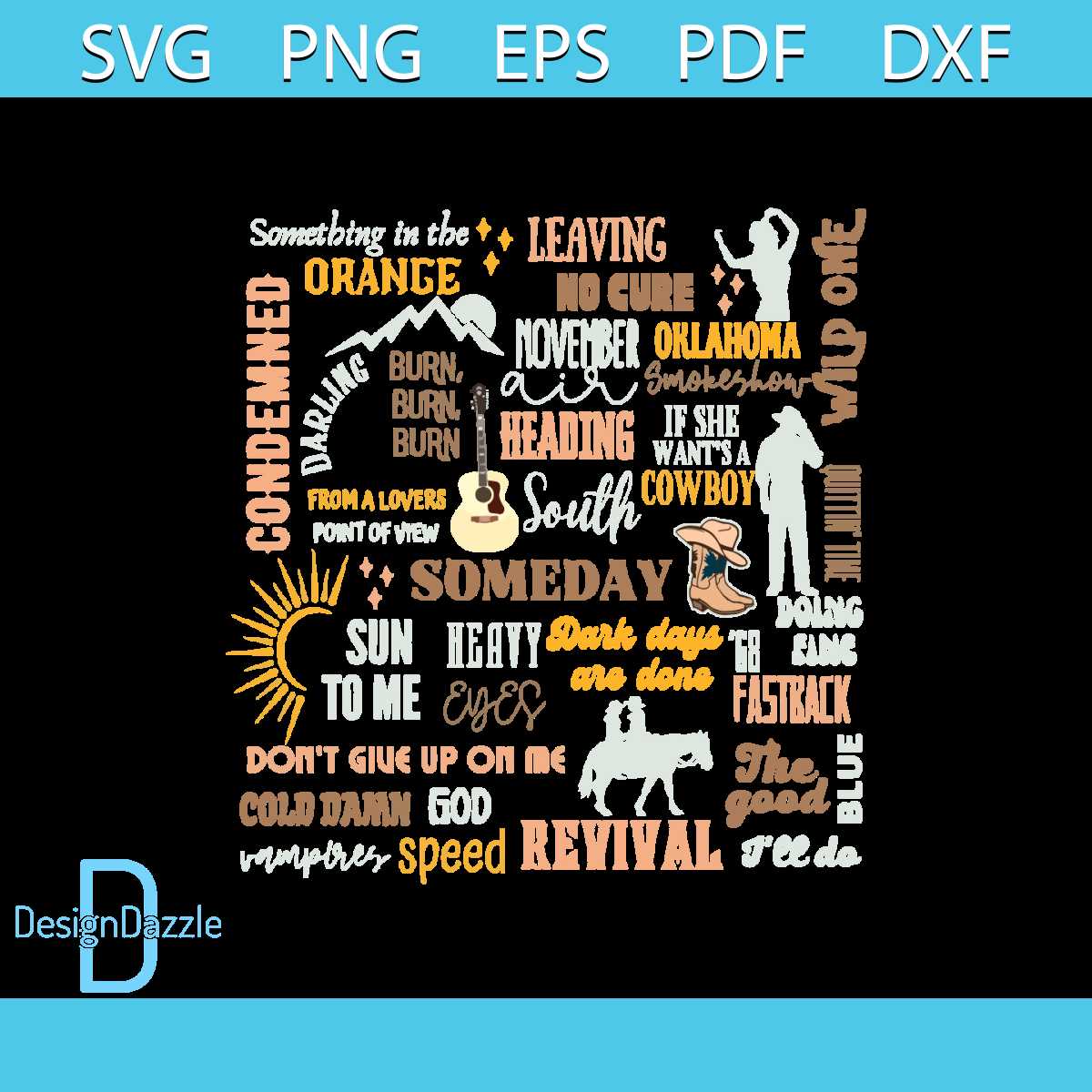 Zach Bryan Song Country Music SVG Graphic Designs Files | Inspire Uplift