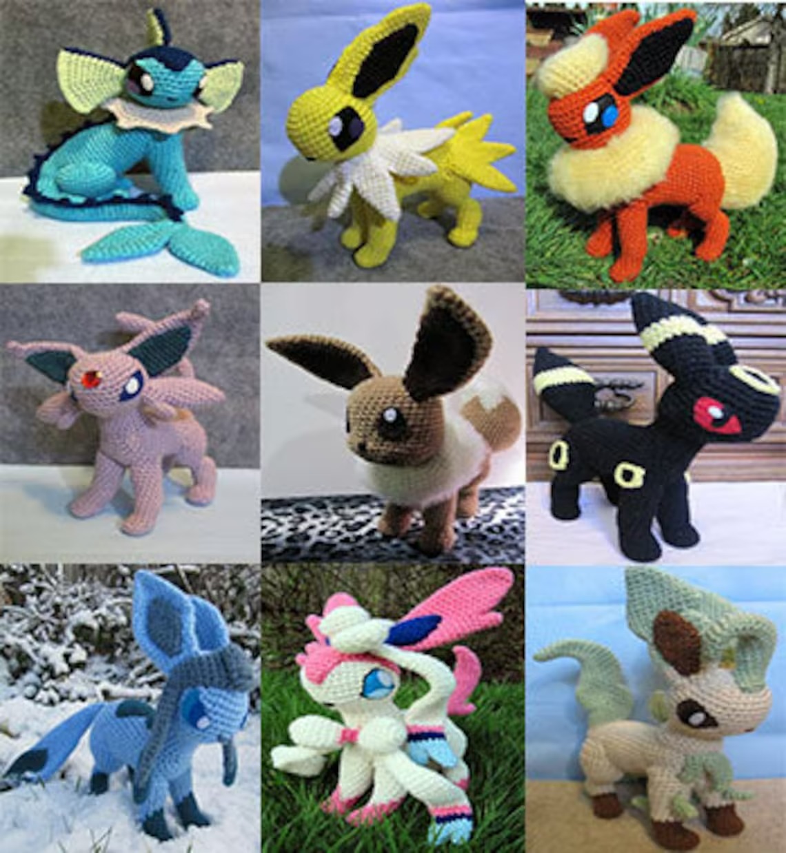Bundle 9 Pokemon Eevee Evolutions Amigurumi Pattern, Anime C | Inspire ...