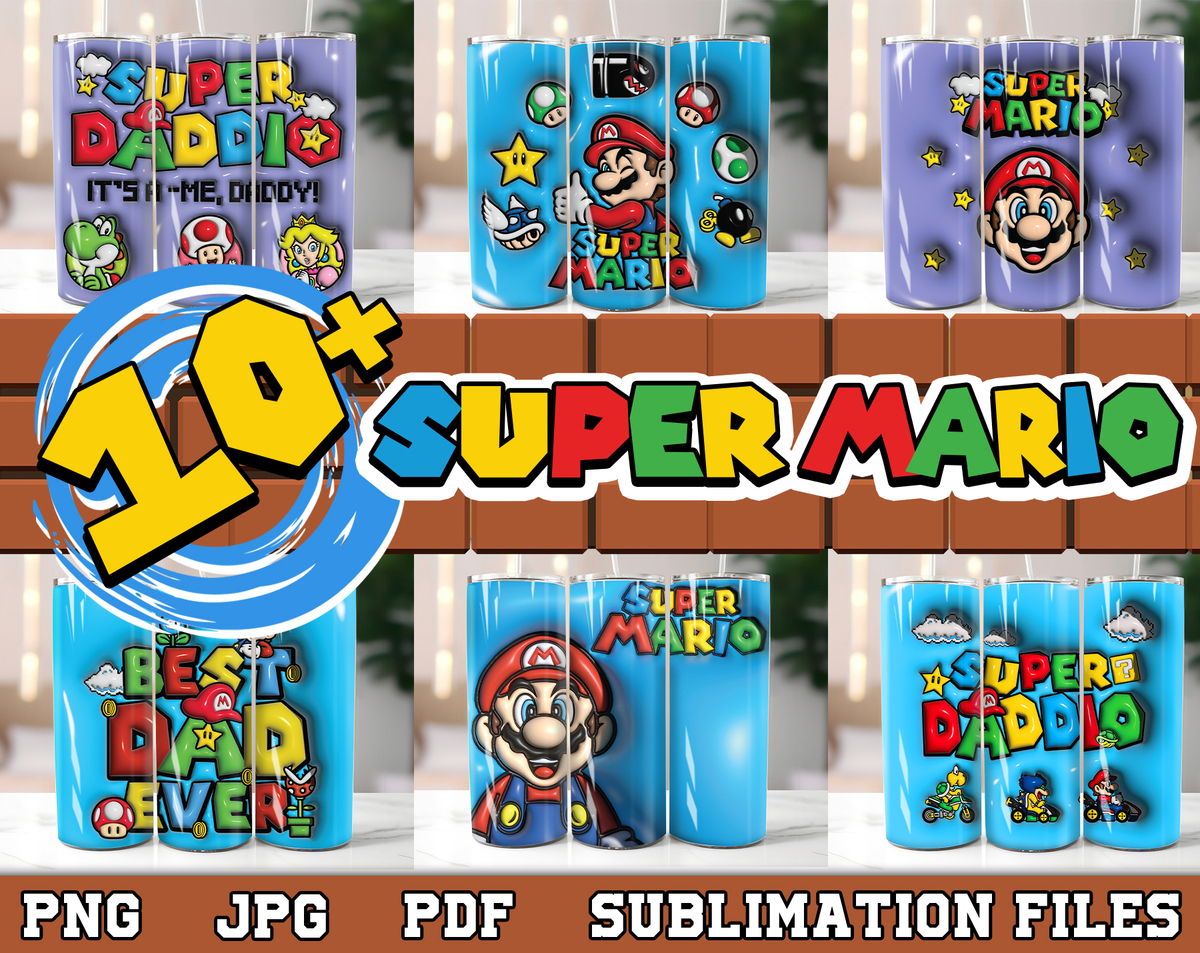 10 3D Puff Bubble Cartoon 20oz Sublimation Straight & Tapere | Inspire ...