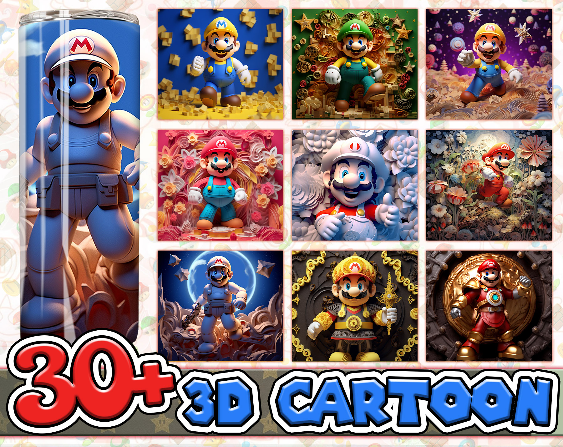 3D New Styles Of Cartoon Hero Tumbler Design Bundle, Cartoon | Inspire ...