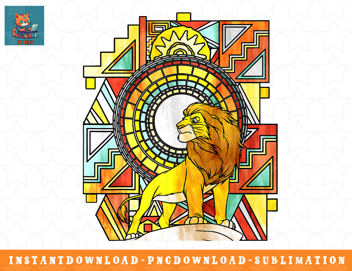 Disney The Lion King Simba Stained Glass png, sublimation, d | Inspire ...