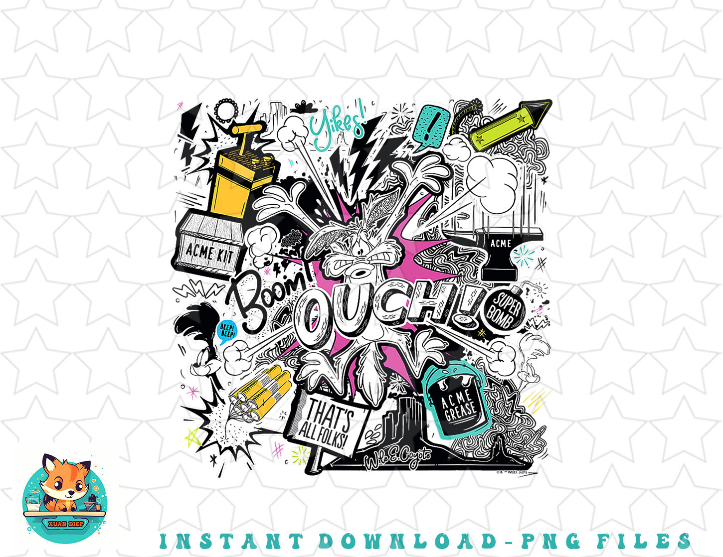 Looney Tunes Roadrunner Wiley Thats All Folks png, sublimati | Inspire ...