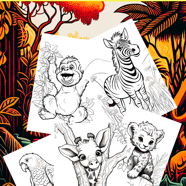 Colorful Safari Journey Coloring Book for kids 4-8 | Inspire Uplift
