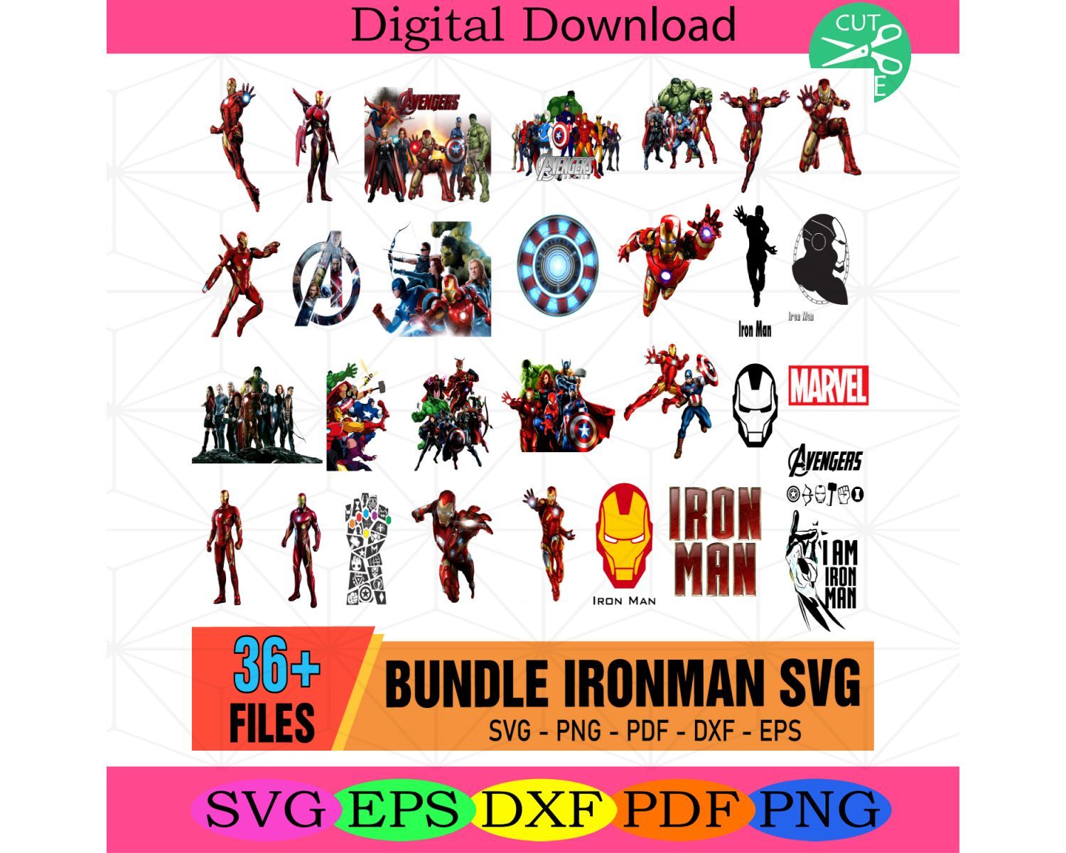 Iron Man SVG Bundle, Marvel SVG Bundle, Superhero Bundle, Av | Inspire Uplift
