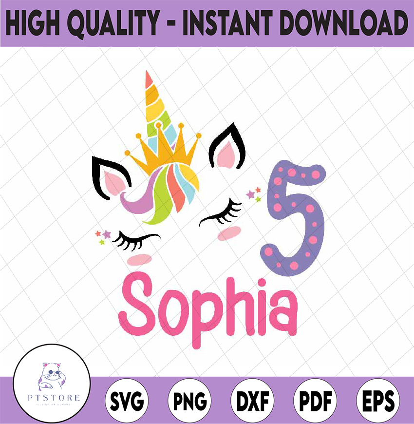 Personalized Custom Unicorn Svg, Birthday Name and Age Numbe - Inspire ...