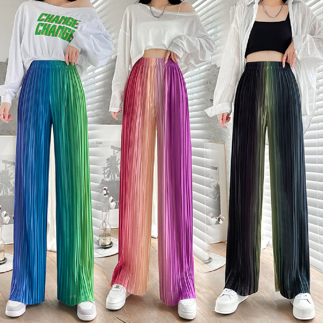 Rainbow gradient pleated wide-leg pants | Inspire Uplift