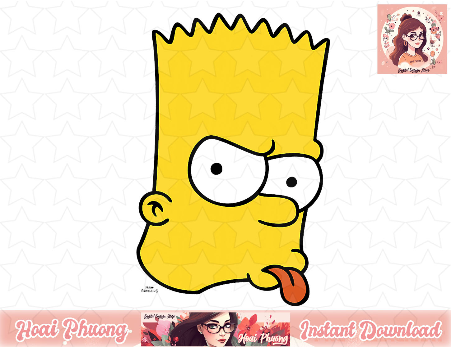 The Simpsons Bart Simpson Big Face png, instant download | Inspire Uplift