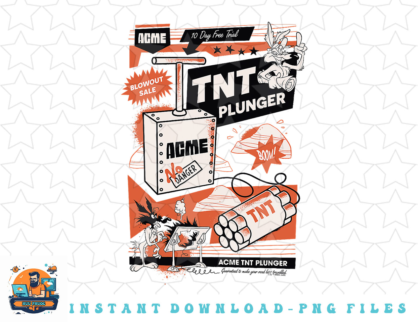 Looney Tunes Wile E. Coyote Acme TNT Plunger png, sublimatio | Inspire ...