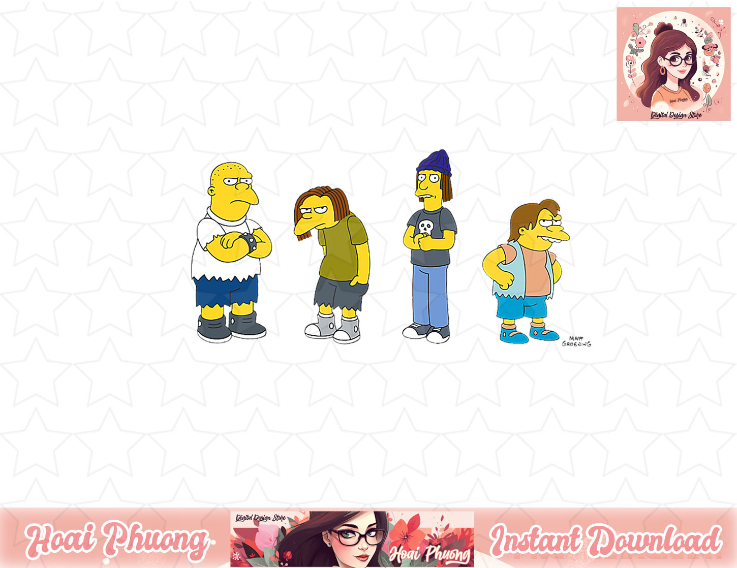 The Simpsons Bullies Line Up png, instant download | Inspire Uplift
