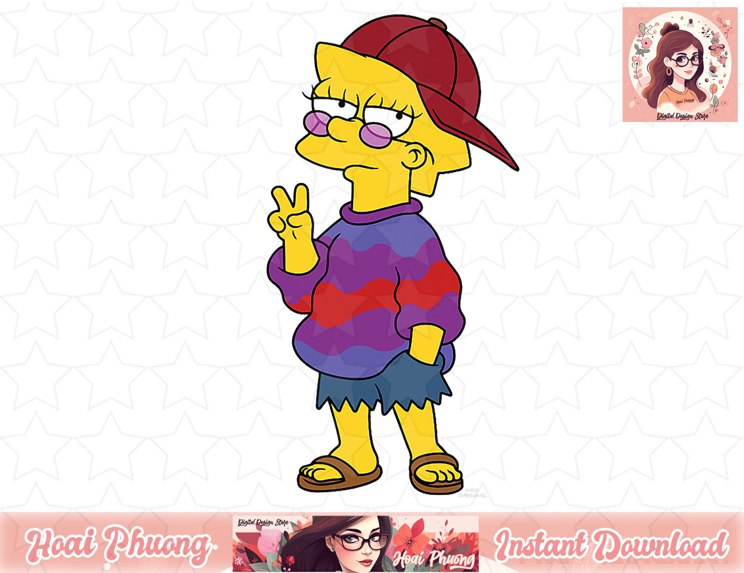The Simpsons Cool Lisa C2 png, instant download | Inspire Uplift