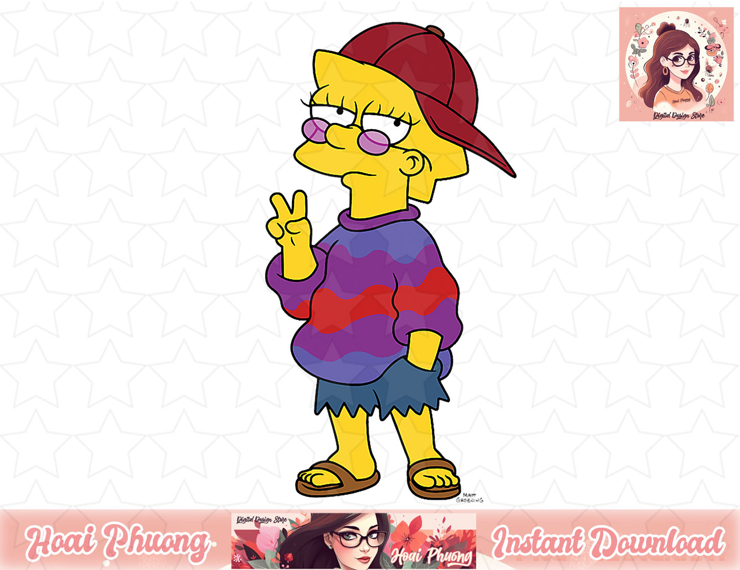 The Simpsons Cool Lisa png, instant download | Inspire Uplift