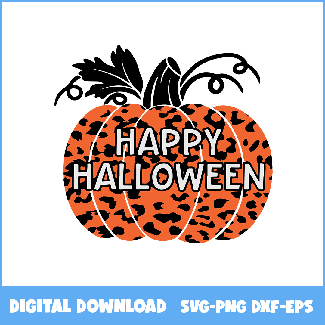 Happy Halloween Leopard Print Pumpkin Svg, Leopard Svg, Happ | Inspire ...