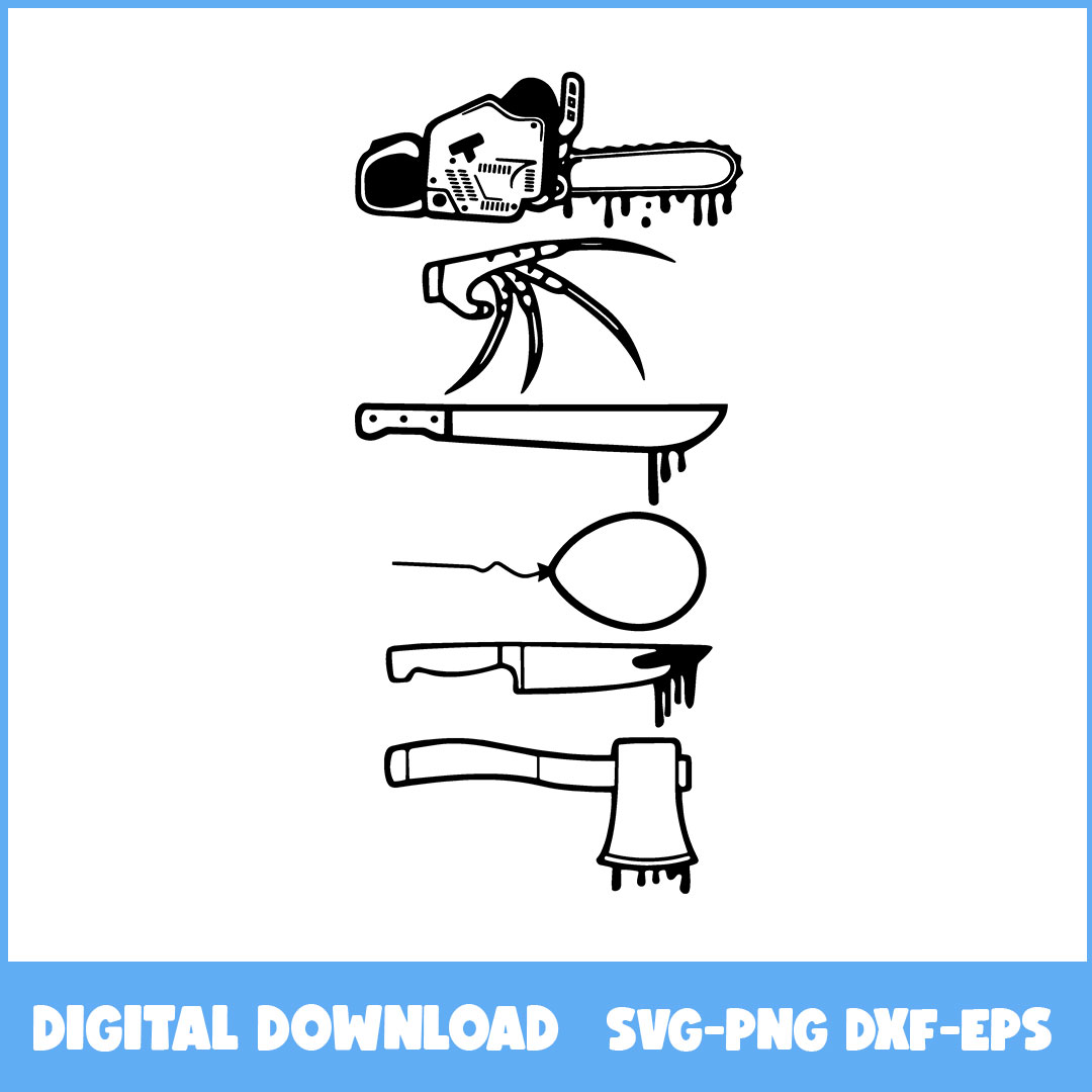 Horror Movie Weapons Svg, Horror Movie Characters Svg, Horro - Inspire ...