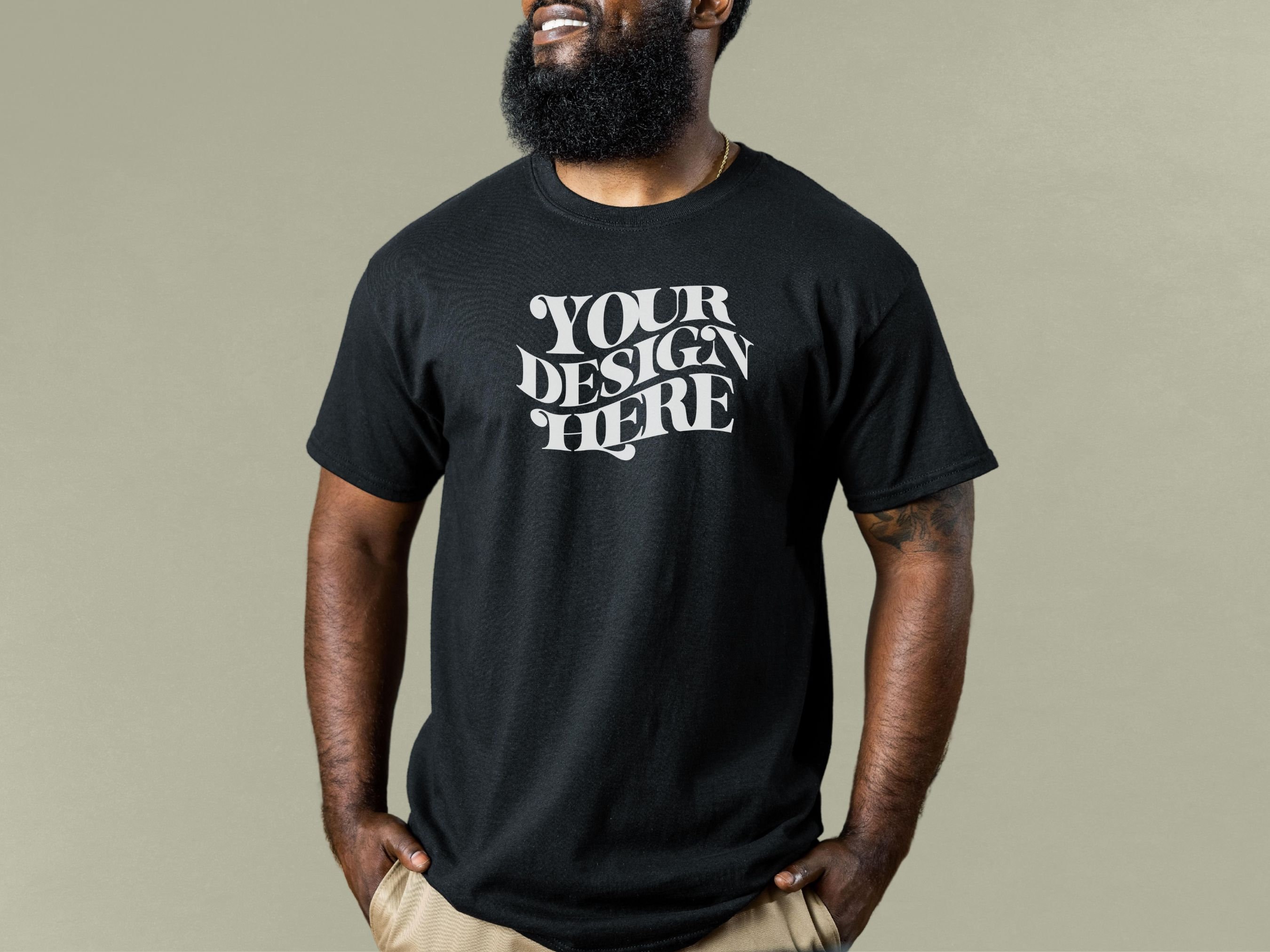 Gildan 64000 Black Mockup, Male Mockup, T-Shirt Mockup 64000 | Inspire ...