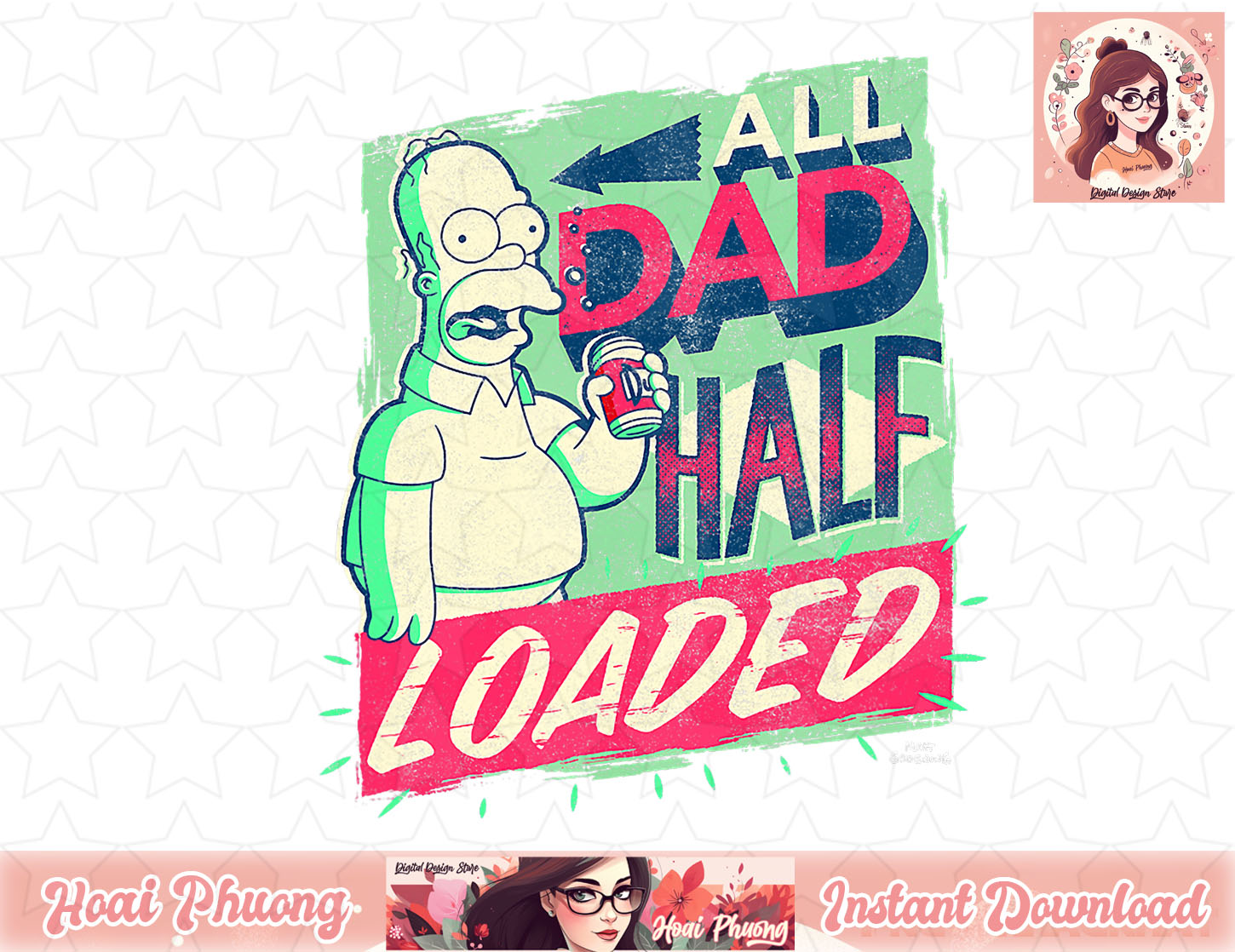 The Simpsons Homer All Dad Half Loaded png, instant download | Inspire ...