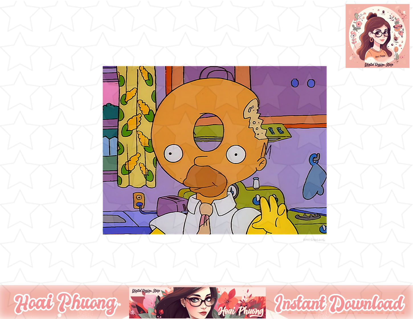 The Simpsons Homer Donut Head V1 png, instant download | Inspire Uplift
