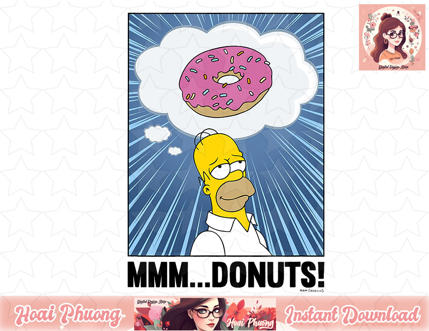 The Simpsons Homer Mmm...Donuts png, instant download | Inspire Uplift