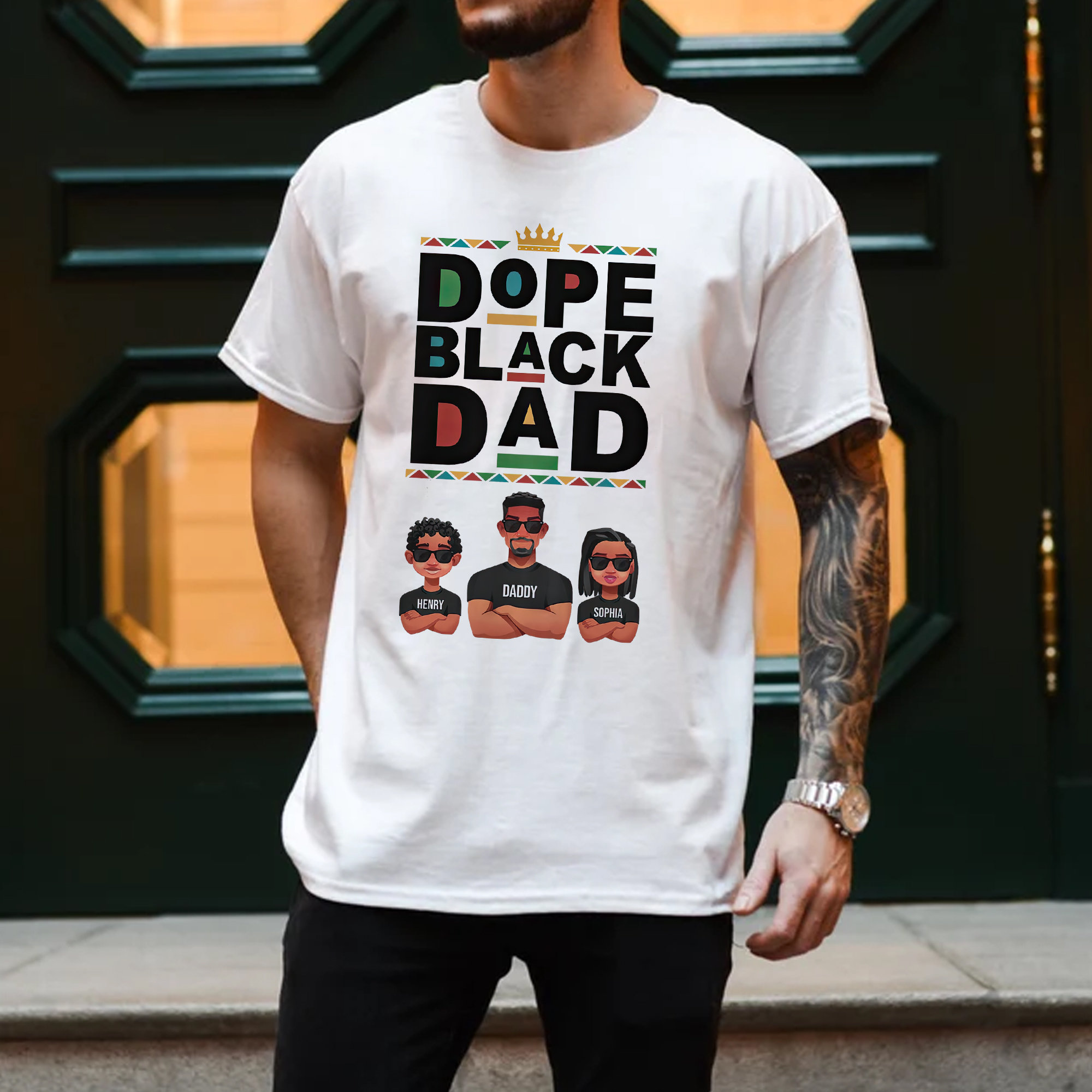 Personalized Dope Black Dad Shirt, New Dad Shirt, Custom Kid | Inspire ...