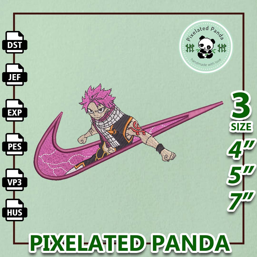 NIKE Natsu Dragneel Embroidery Design File, Fairy Tail Anime | Inspire ...