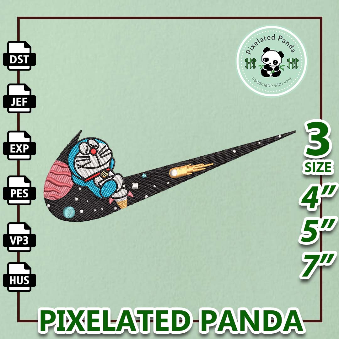 NIKE Doraemon Embroidery Design File, Manga Embroidery Desig - Inspire ...