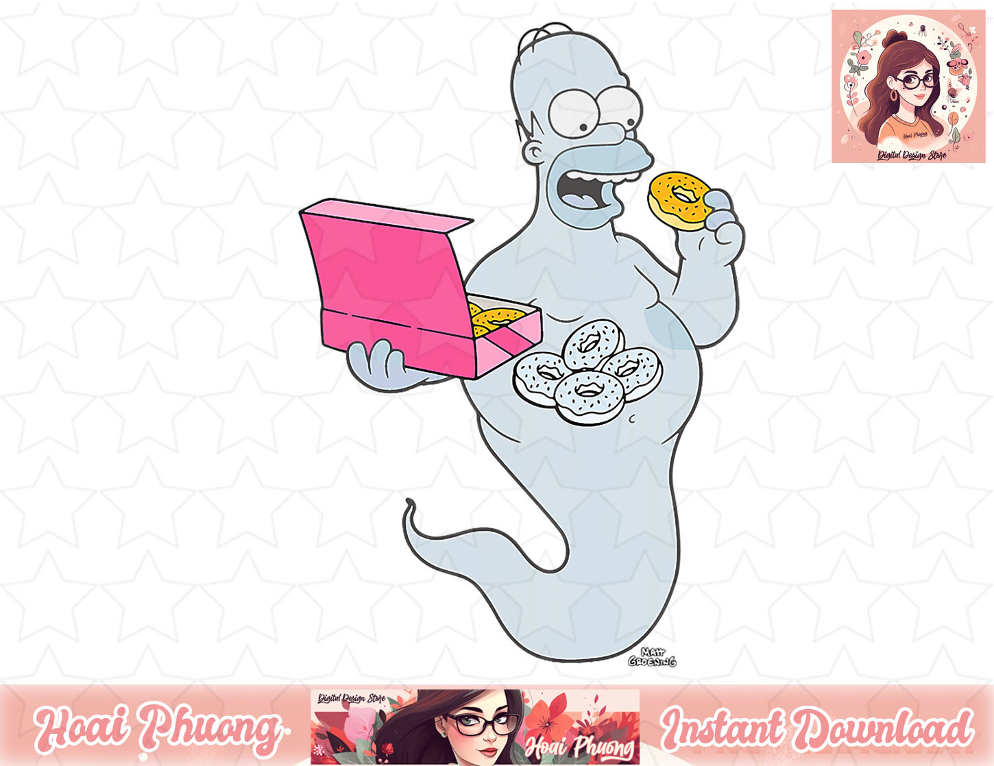 The Simpsons Homer Simson Ghost Donuts png, instant download | Inspire ...