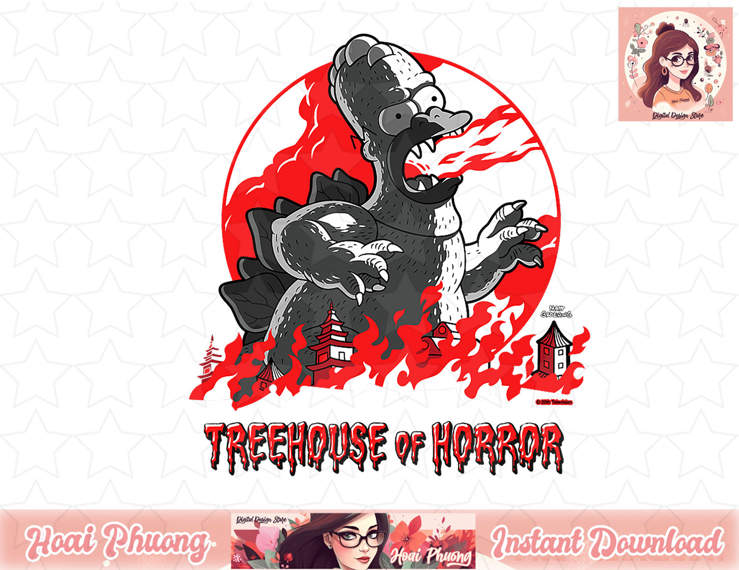 The Simpsons Homerzilla Treehouse of Horror png, instant dow | Inspire ...