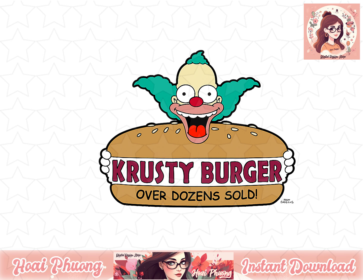 The Simpsons Krusty the Clown Burger png, instant download | Inspire Uplift