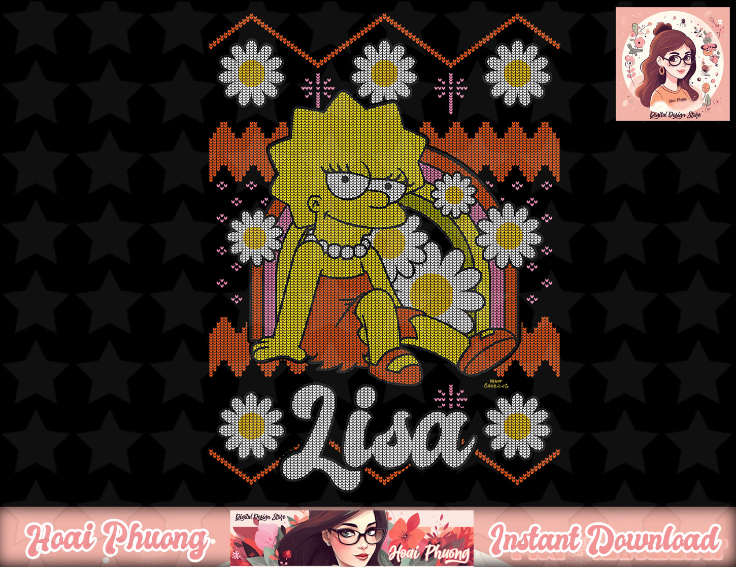 The Simpsons Lisa Flowers Centered Design png, instant downl | Inspire ...