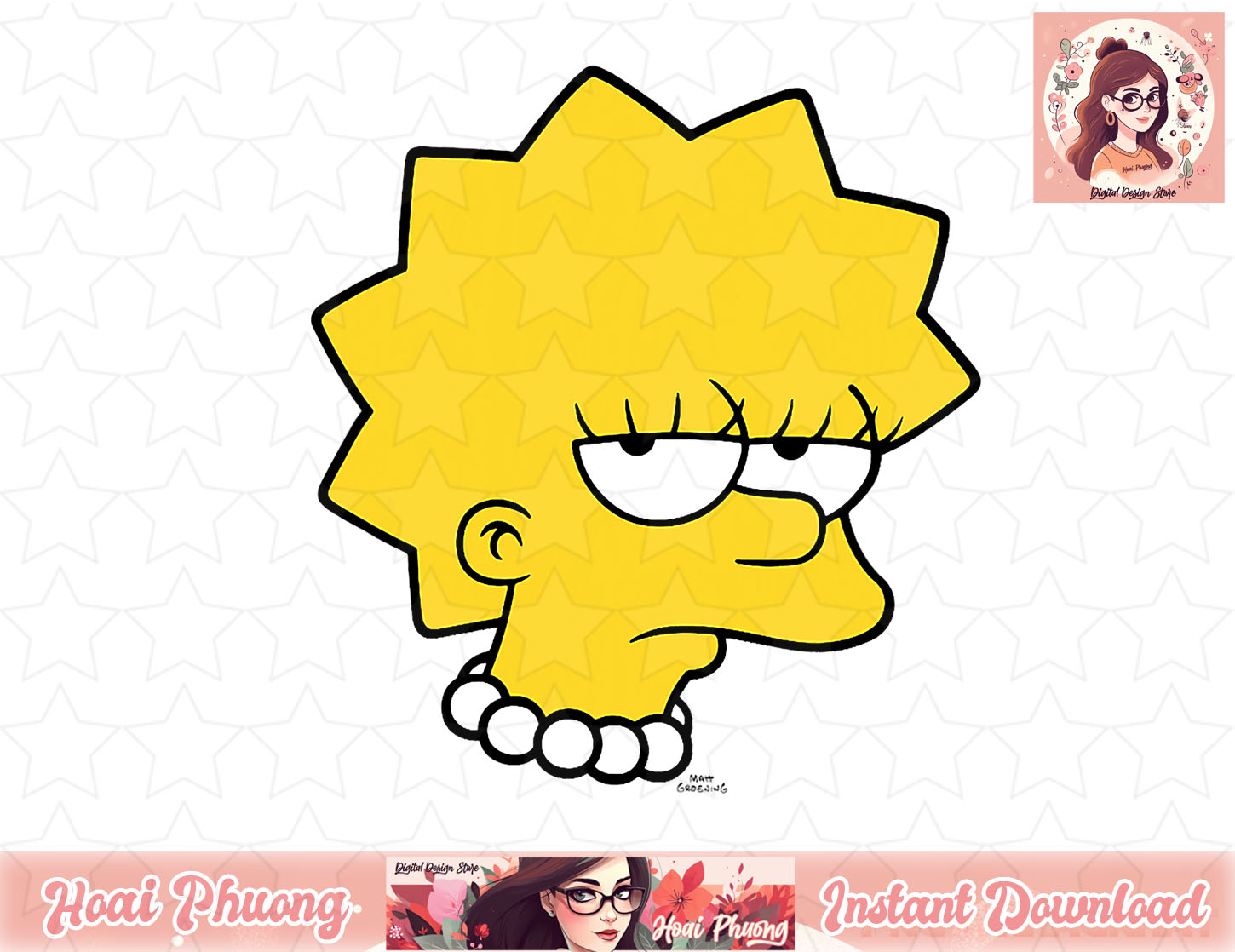 The Simpsons Lisa Simpson Bored Big Face png, instant downlo | Inspire ...