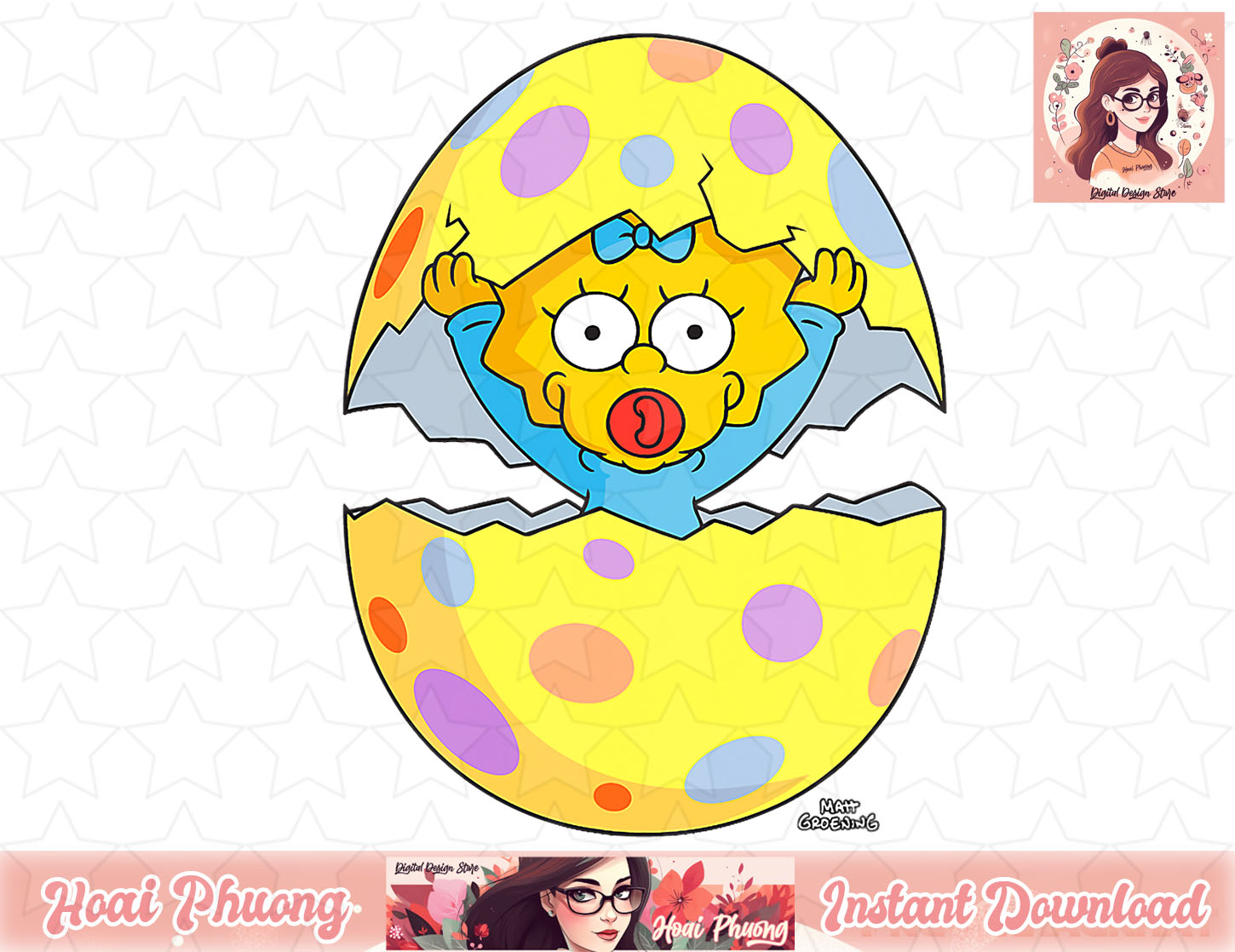 The Simpsons Maggie Easter Egg Grass Green png, instant down | Inspire ...